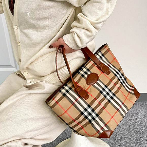 Burberry | Bags | Burberry Nova Check Pattern Logo Embossed Tote Bag ...